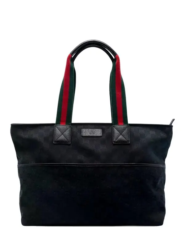 Gucci Gg Canvas Web Tote Bag - Black