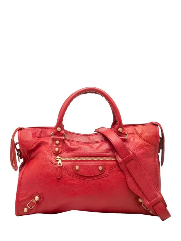 Balenciaga 2013 Lambskin Motocross City Giant 12 Satchel - Red