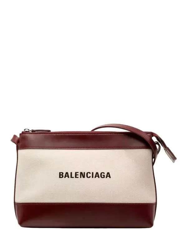 Balenciaga 2021 Canvas Logo Crossbody Bag - Brown