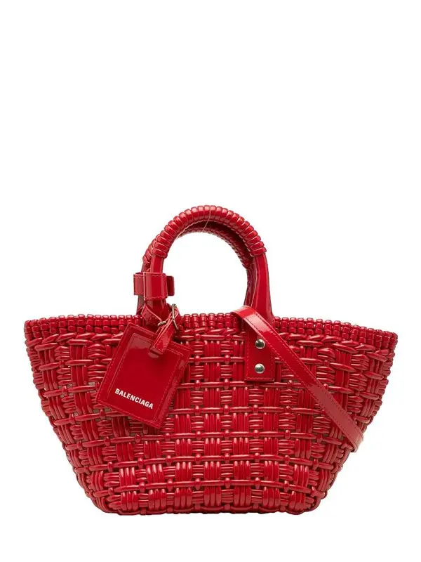 Balenciaga 2021 Faux Leather Bistro Panier Xs Satchel - Red