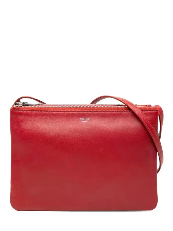 Celine 2018 Large Lambskin Trio Crossbody Bag - Red