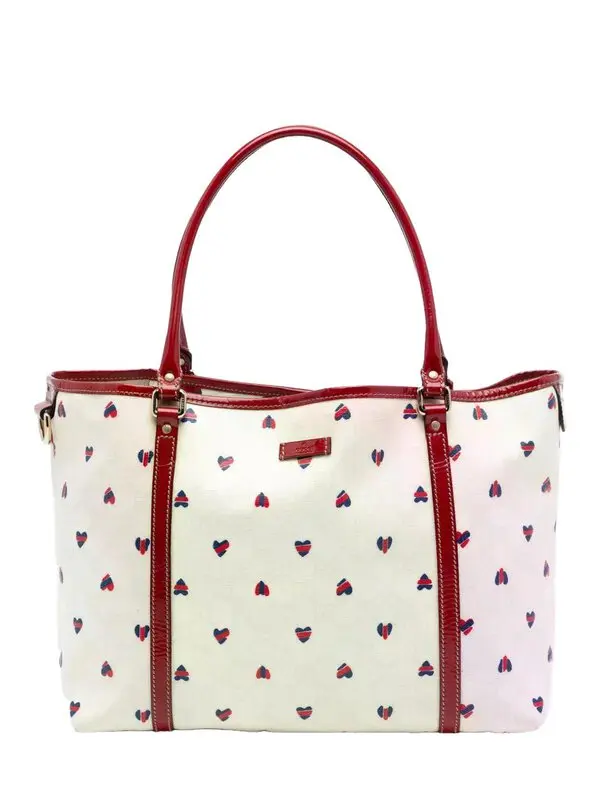 Gucci Medium Gg Supreme Hearts Joy Tote Bag - White