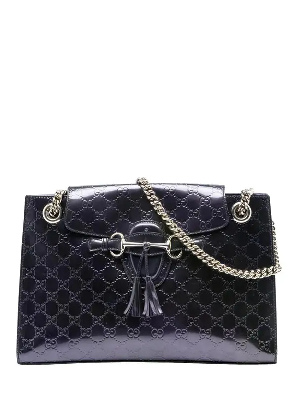 Gucci Large Patent Sima Emily Shoulder Bag - Purple