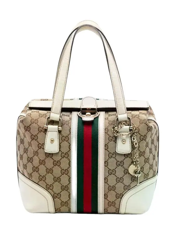 Gucci Gg Canvas Web Treasure Handbag - White