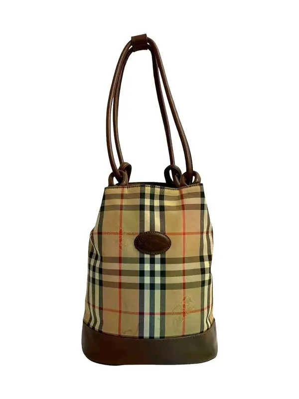 Burberry Haymarket Check Canvas Bucket Bag - Neutrals