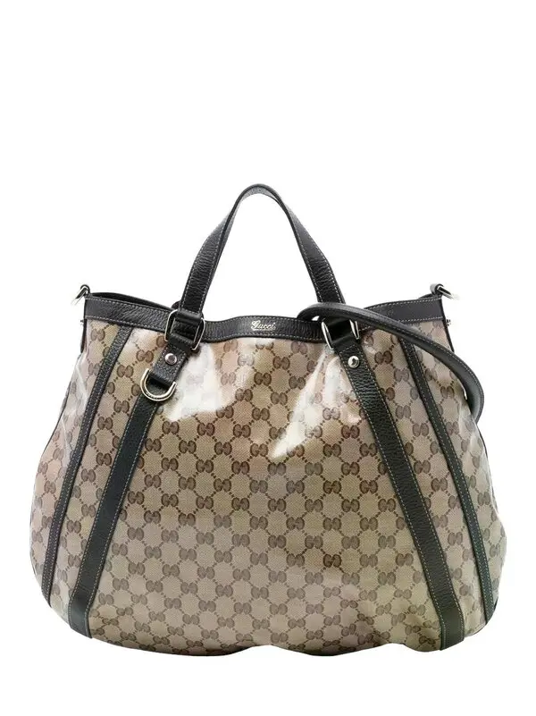 Gucci Gg Crystal Abbey D-ring Convertible Tote Satchel - Neutrals