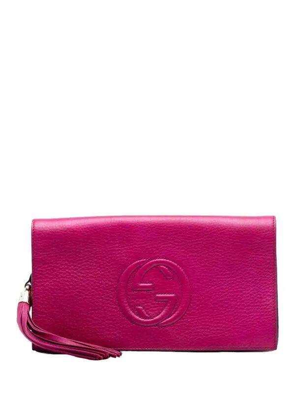 Gucci Leather Soho Disco Clutch - Pink