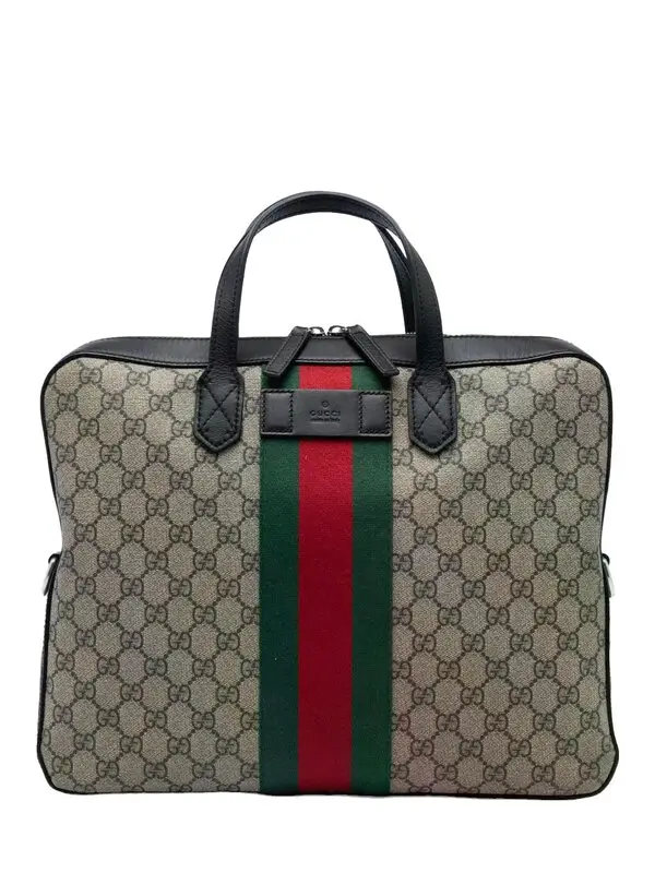 Gucci Gg Supreme Web Briefcase Business Bag - Neutrals