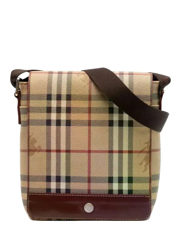 Burberry Haymarket Check Coated Canvas Flap Crossbody Bag - Neutrals