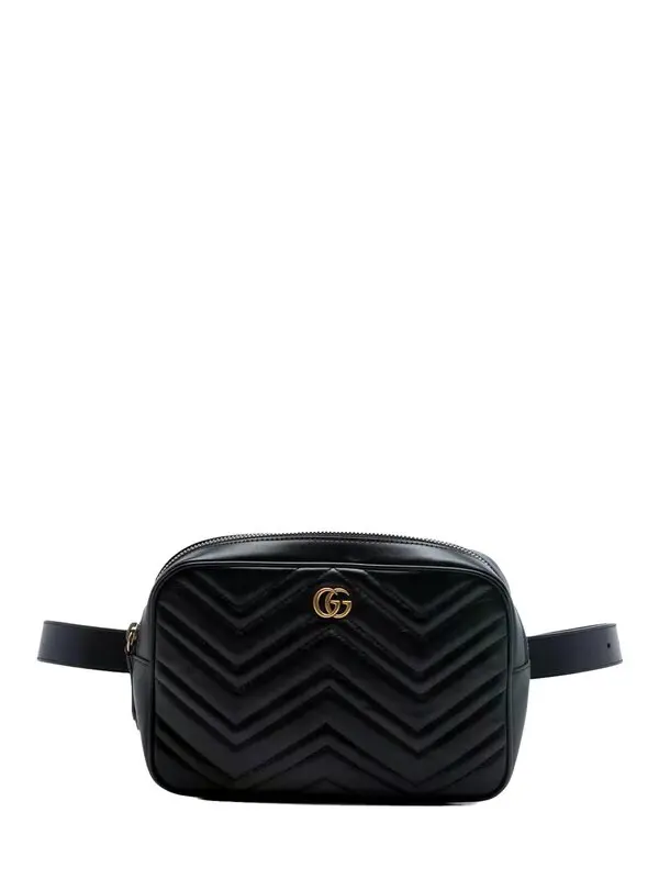 Gucci Gg Marmont Square Matelasse Leather Belt Bag - Black