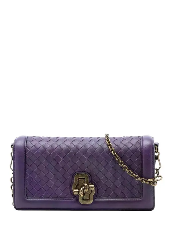 Bottega Veneta Nappa Intrecciato Olimpia Knot Crossbody Bag - Purple