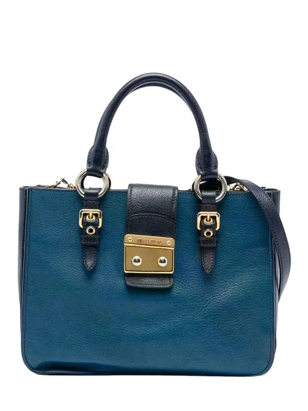 Miu Miu Bicolor Madras Satchel - Black