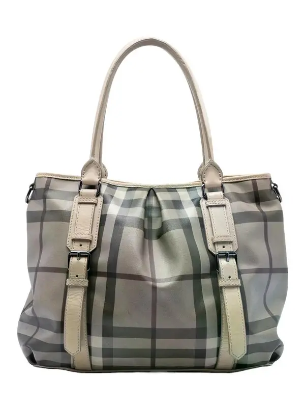 Burberry Smoke Check Coated Canvas Northfield Satchel - Grey