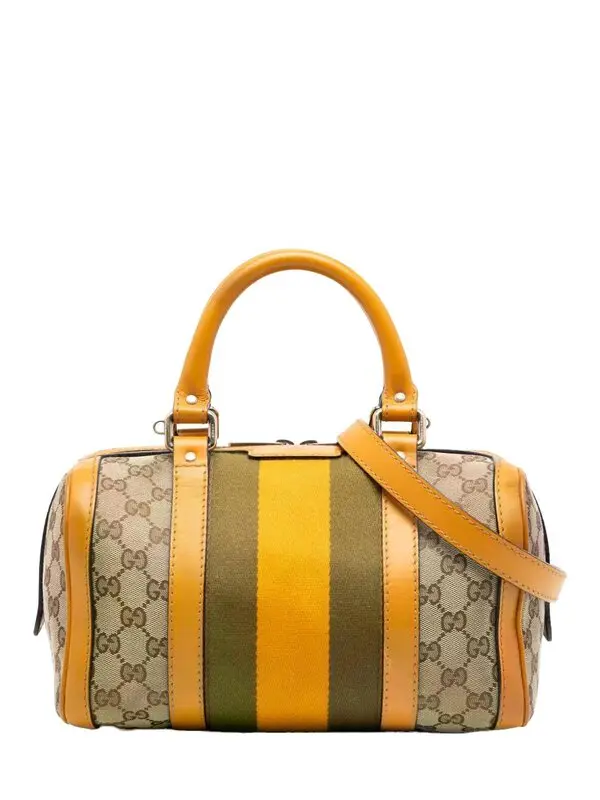 Gucci Small Gg Canvas Web Joy Boston Bag Satchel - Yellow