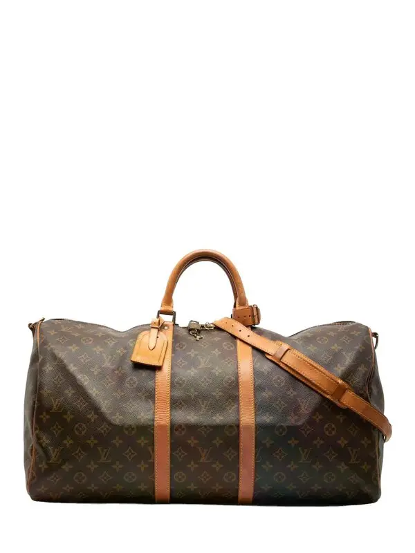 LOUIS VUITTON 1993 Monogram Keepall Bandouliere 55 Travel Bag - Brown