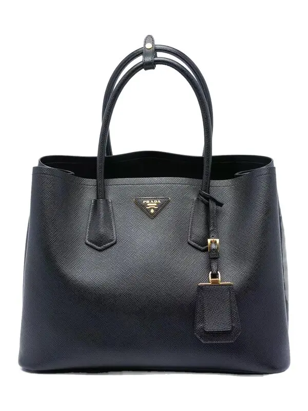 Prada Medium Saffiano Cuir Double Satchel - Black