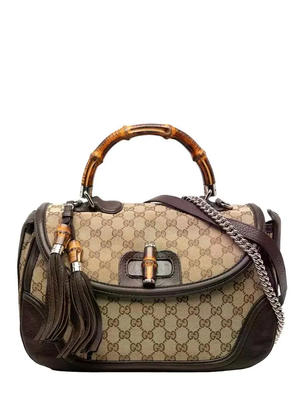 Gucci Gg Canvas Bamboo Top Handle Satchel - Neutrals