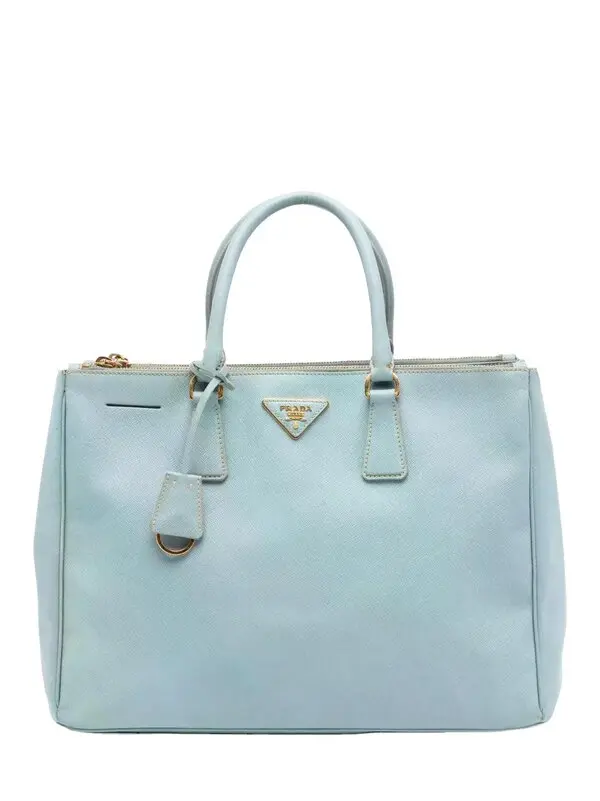 Prada Large Saffiano Lux Galleria Double Zip Satchel - Blue