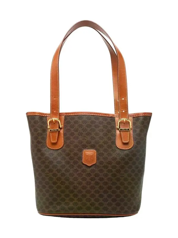 Celine 1998 Macadam Coated Canvas Tote Bag - Brown