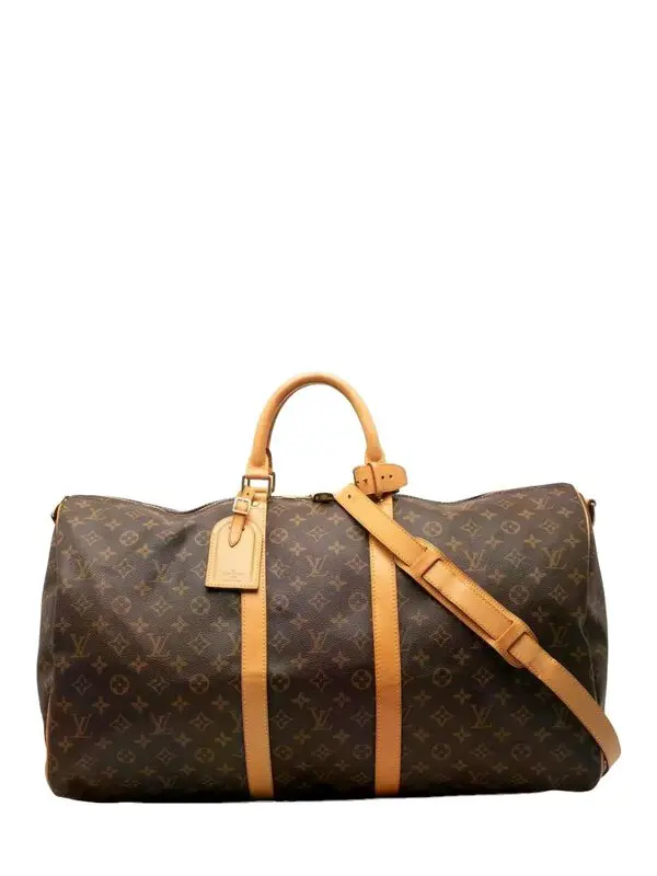 LOUIS VUITTON 2000 Monogram Keepall Bandouliere 55 Travel Bag - Brown