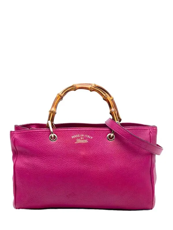 Gucci Medium Calfskin Bamboo Shopper Satchel - Pink