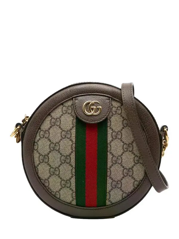 Gucci Gg Supreme Ophidia Round Crossbody Bag - Neutrals