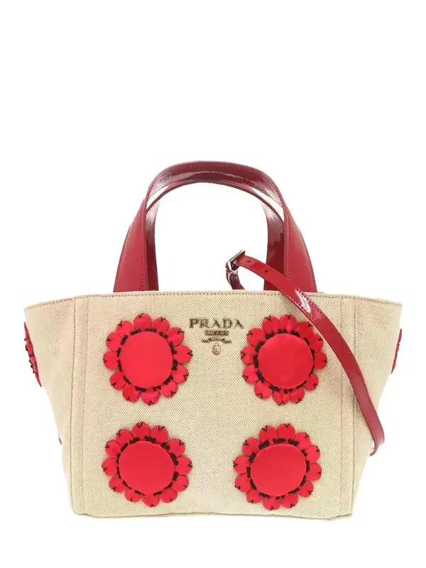 Prada 2013-2026 Canvas Mistolino Floral Basket Satchel - Neutrals