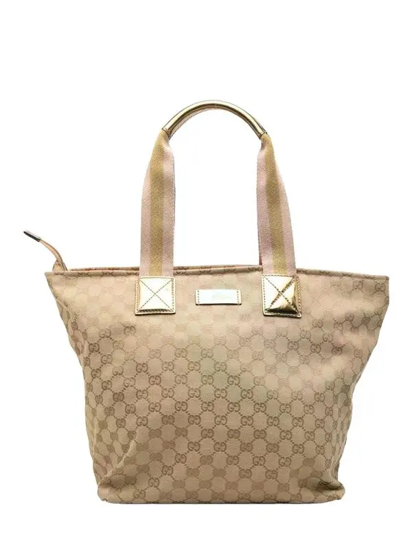 Gucci Gg Canvas Web Tote Bag - Gold