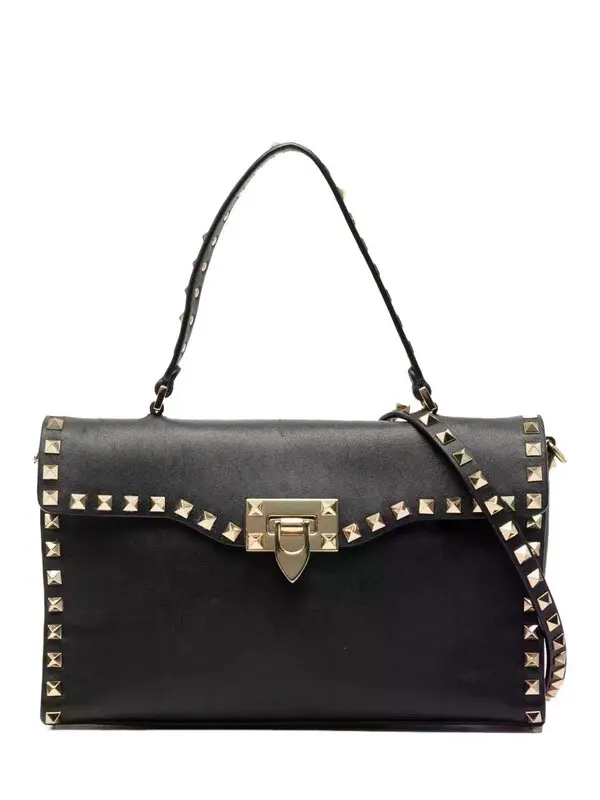 Valentino Garavani 2000-2017 Small Leather Rockstud Satchel - Black
