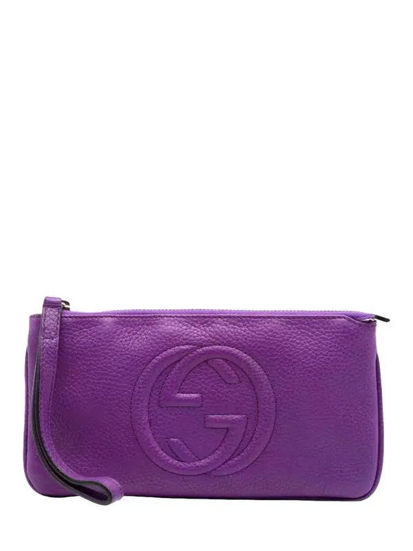 Gucci 2000-2015 Pebbled Calfskin Soho Pouch - Purple