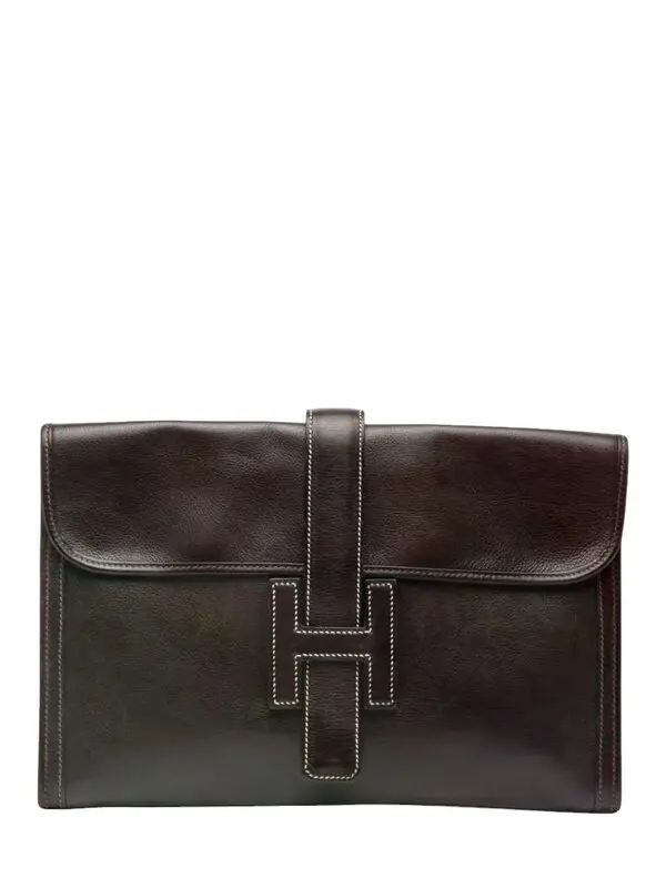 Hermès 2005 Evergrain Jige Pm Clutch - Brown