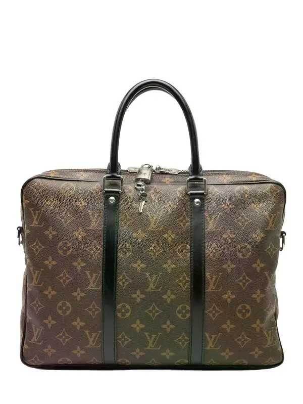 LOUIS VUITTON 2017 Monogram Macassar Porte Documents Jour - Brown