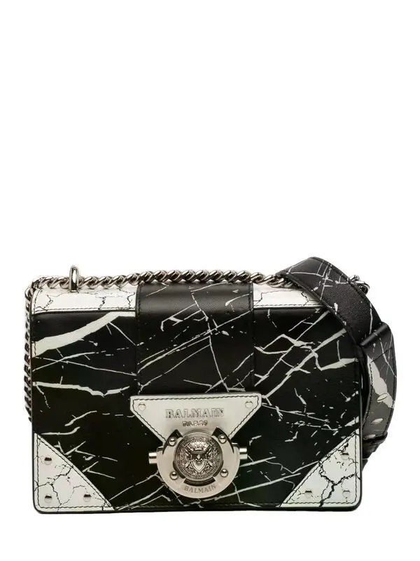 Balmain 2000-2026 Printed Leather Crossbody Bag - Black