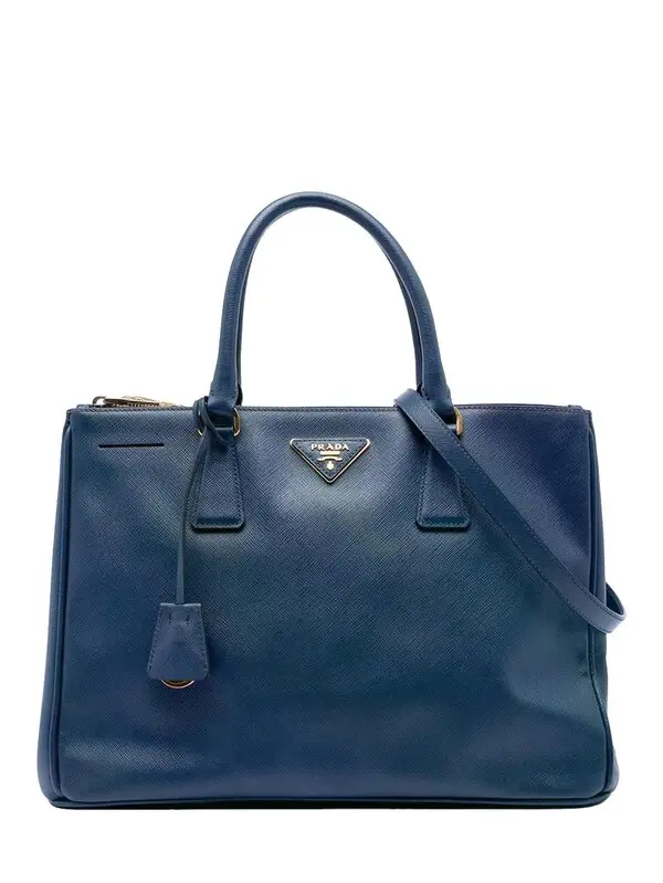 Prada 2010-2016 Medium Saffiano Lux Galleria Double Zip Satchel - Blue