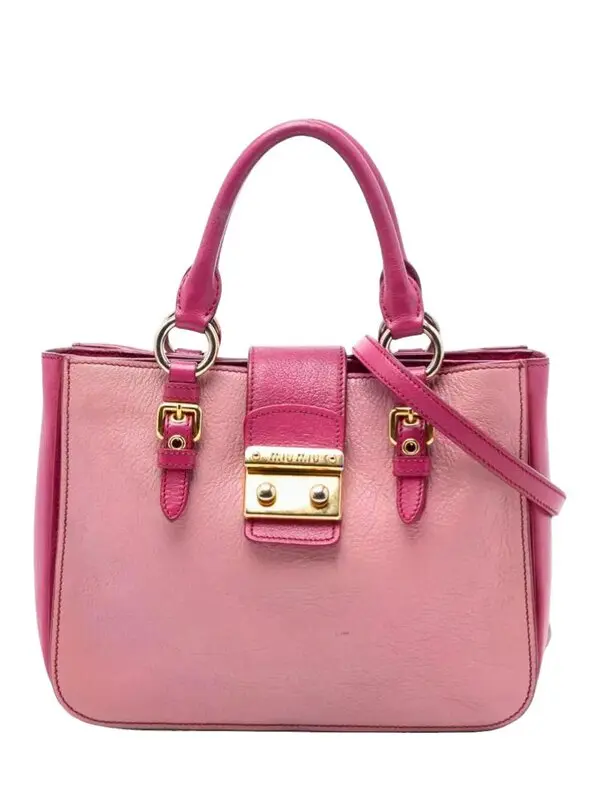 Miu Miu 2010-2025 Bicolor Goatskin Madras Satchel - Pink
