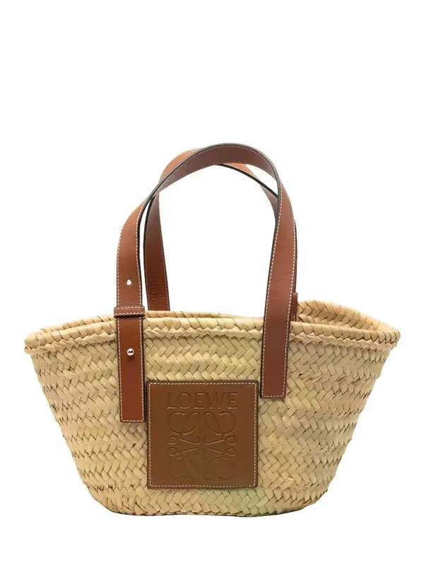 Loewe Small Raffia Anagram Basket Tote - Neutrals