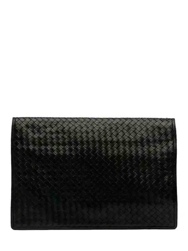 Bottega Veneta 20th Century Nappa Intrecciato Portfolio Flap Clutch Bag - Black