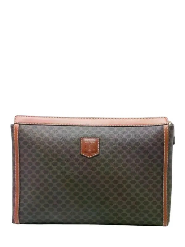 Celine 2008 Macadam Coated Canvas Clutch Bag - Brown