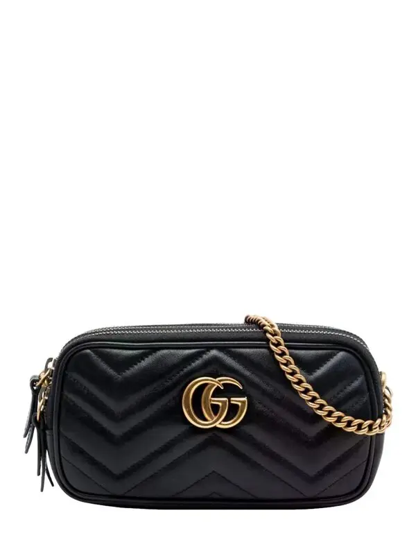 Gucci Mini Gg Marmont Matelasse Leather Triple Zip Crossbody Bag - Black