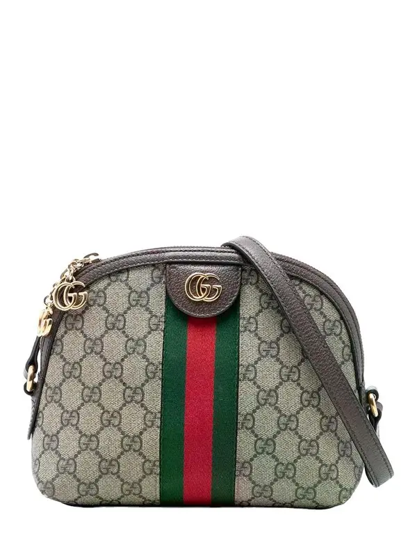 Gucci Small Gg Supreme Ophidia Dome Crossbody Bag - Neutrals