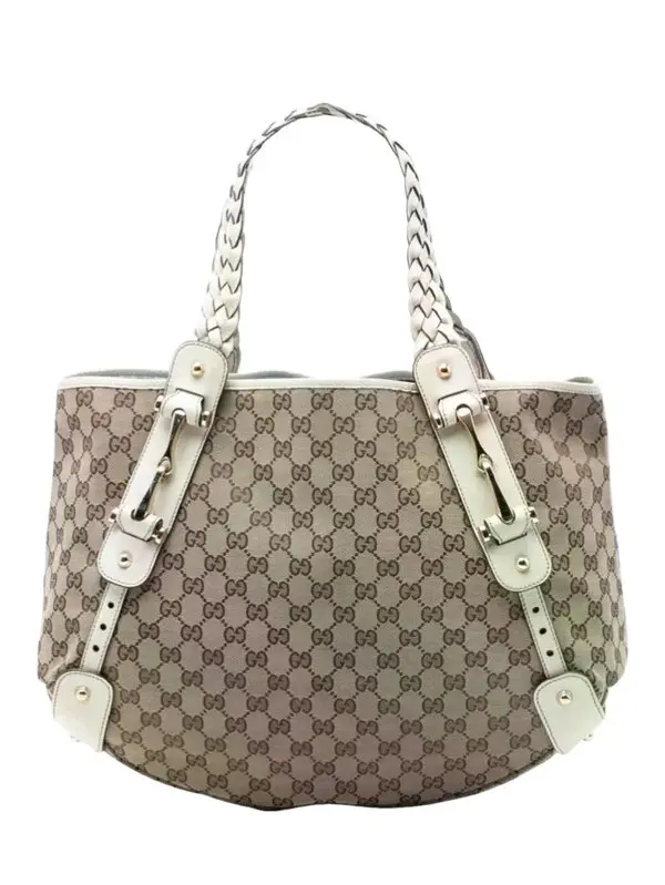 Gucci Gg Canvas Horsebit Pelham Shoulder Bag - White