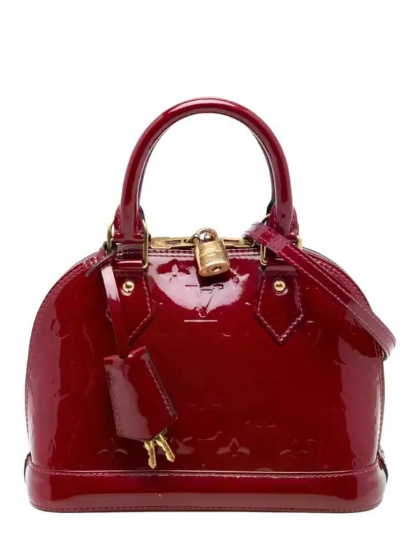 LOUIS VUITTON 2015 Monogram Vernis Alma Bb Satchel - Red