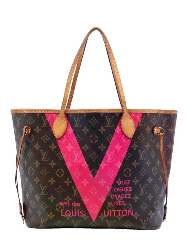 LOUIS VUITTON 2012 Monogram V Neverfull Mm Tote Bag - Brown