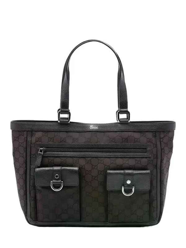 Gucci Gg Nylon Abbey D-ring Pocket Tote - Brown