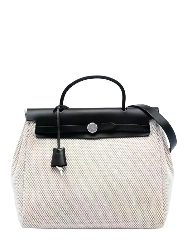 Hermès 2003 Toile Criss Herbag 31 Satchel - Black