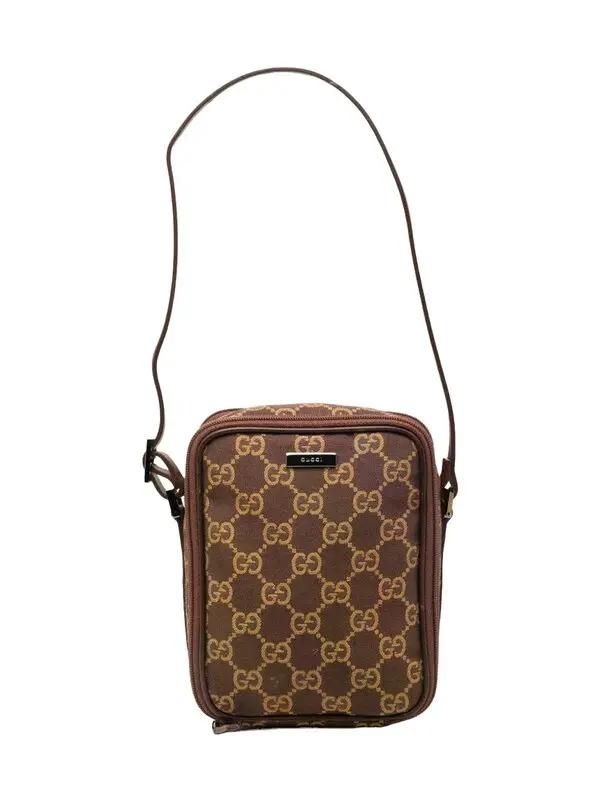 Gucci Mini Gg Canvas Double Zip Crossbody Bag - Brown