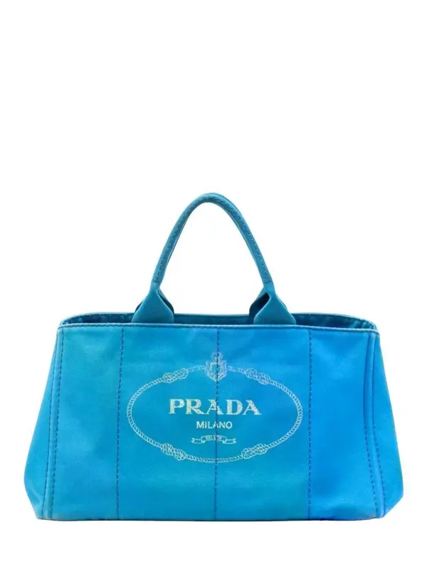 Prada Large Canapa Logo Satchel - Blue