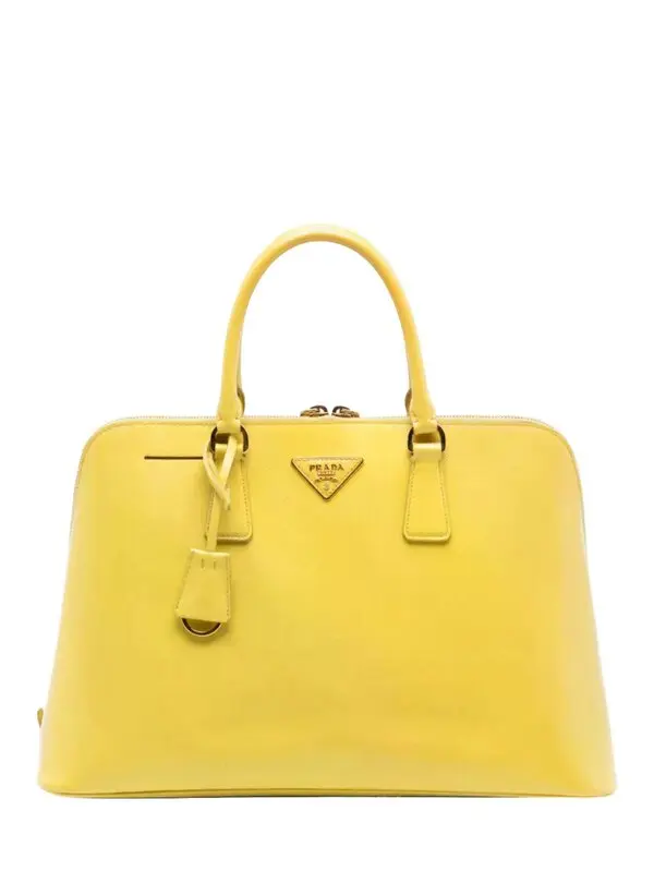Prada Large Saffiano Lux Promenade Satchel - Yellow