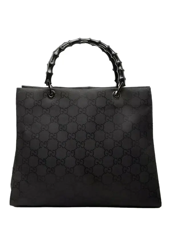 Gucci 20th Century Gg Nylon Bamboo Handbag - Black