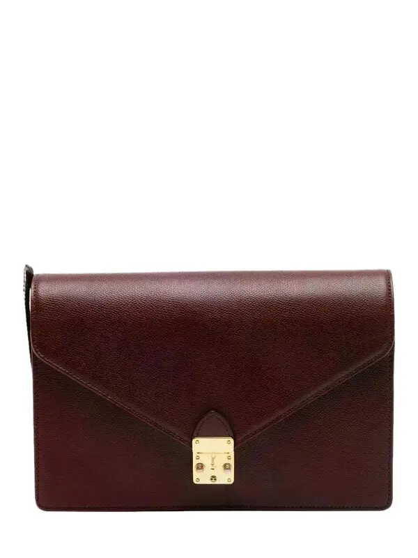 Saint Laurent 20th Century Grained Calfskin Clutch - Red